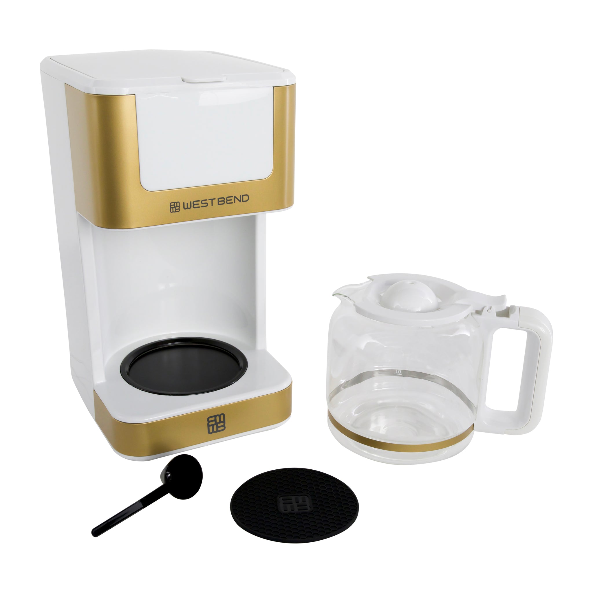 West Bend Timeless 12 Cup Hot & Iced Coffee Maker, in White/Gold ...