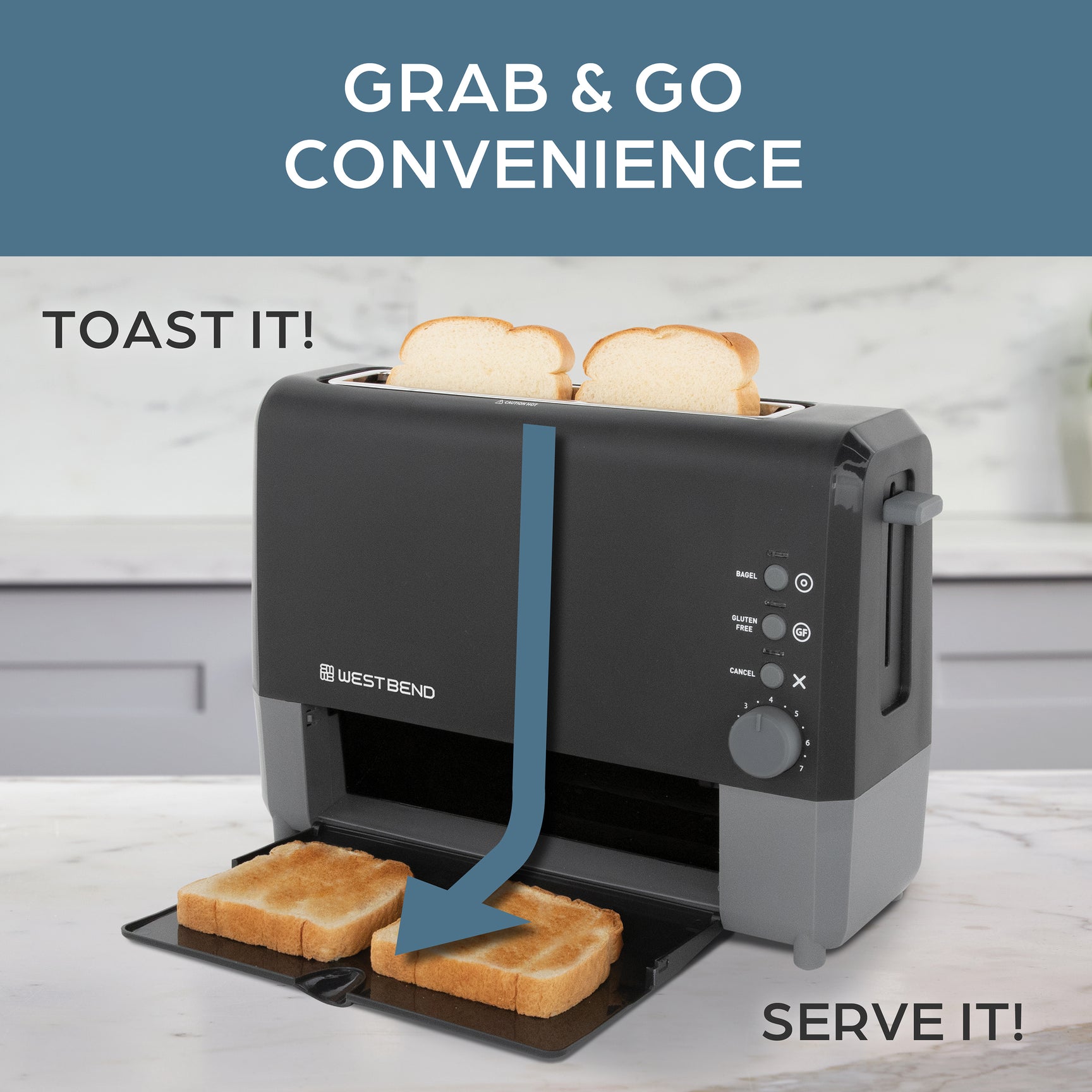 West Bend QuikServe Compact 2-Slice Toaster with Extra Wide Slots and ...