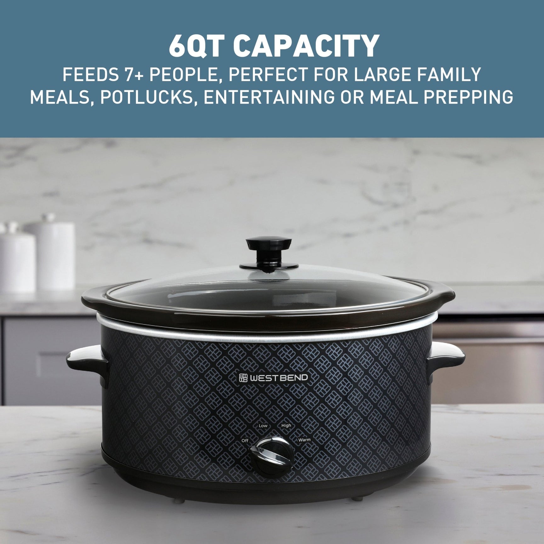 West Bend Pattern Slow Cooker, 6 Qt. Capacity