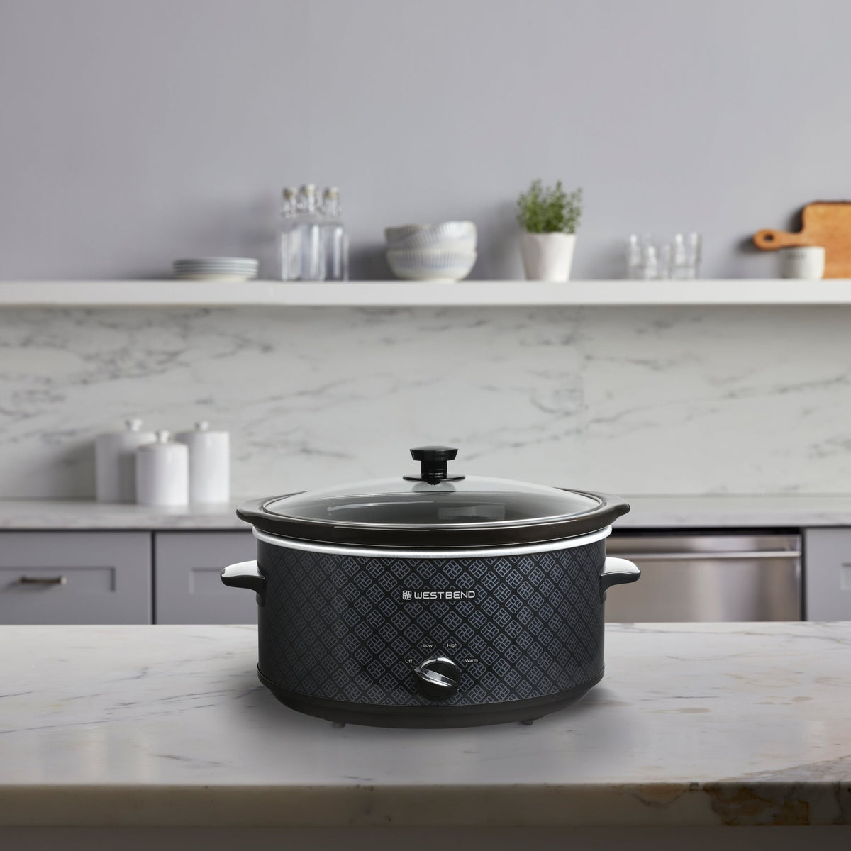 West Bend Pattern Slow Cooker, 6 Qt. Capacity in Black (SCWB6QPTBK13)